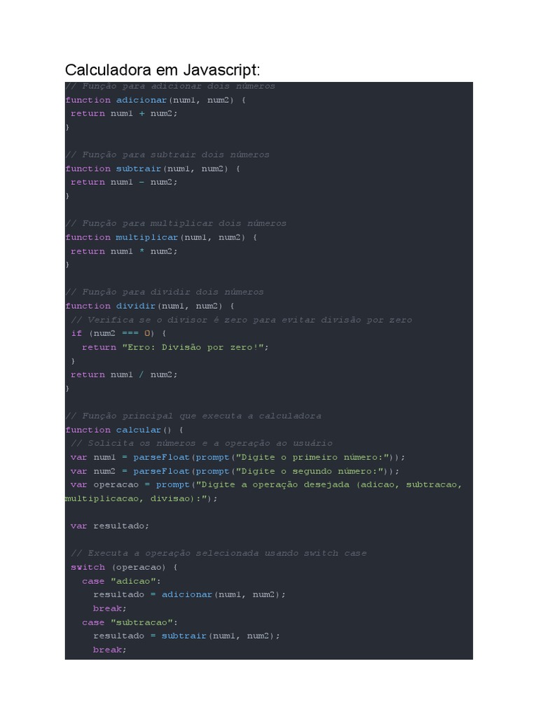 Calculadora em Javascript | PDF