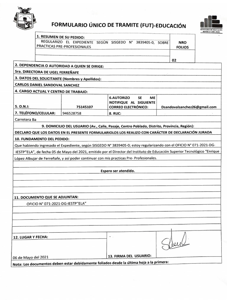 Solicitud de Prácticas | PDF