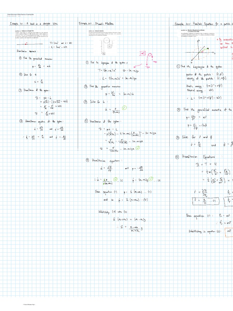 PHY2004W - CM - Hamiltonian Mechanics Examples | PDF