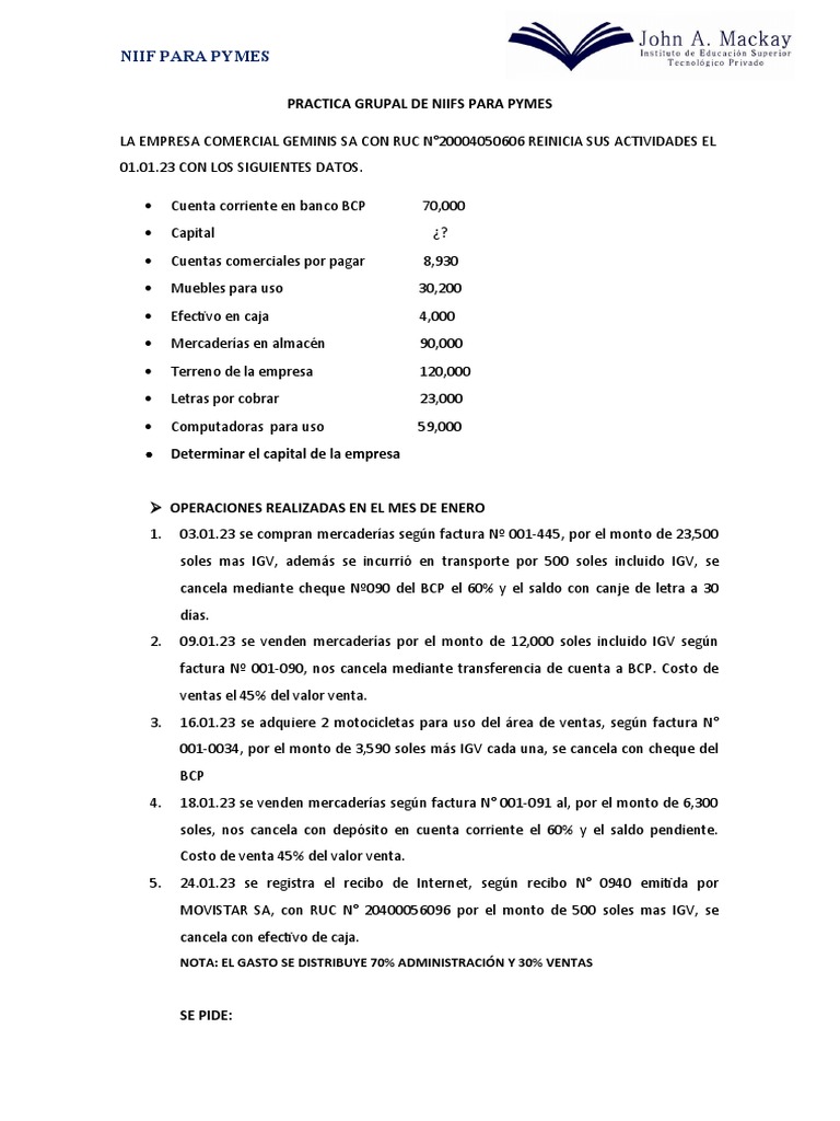 PRACTICA Dirigida NIIF3 | PDF