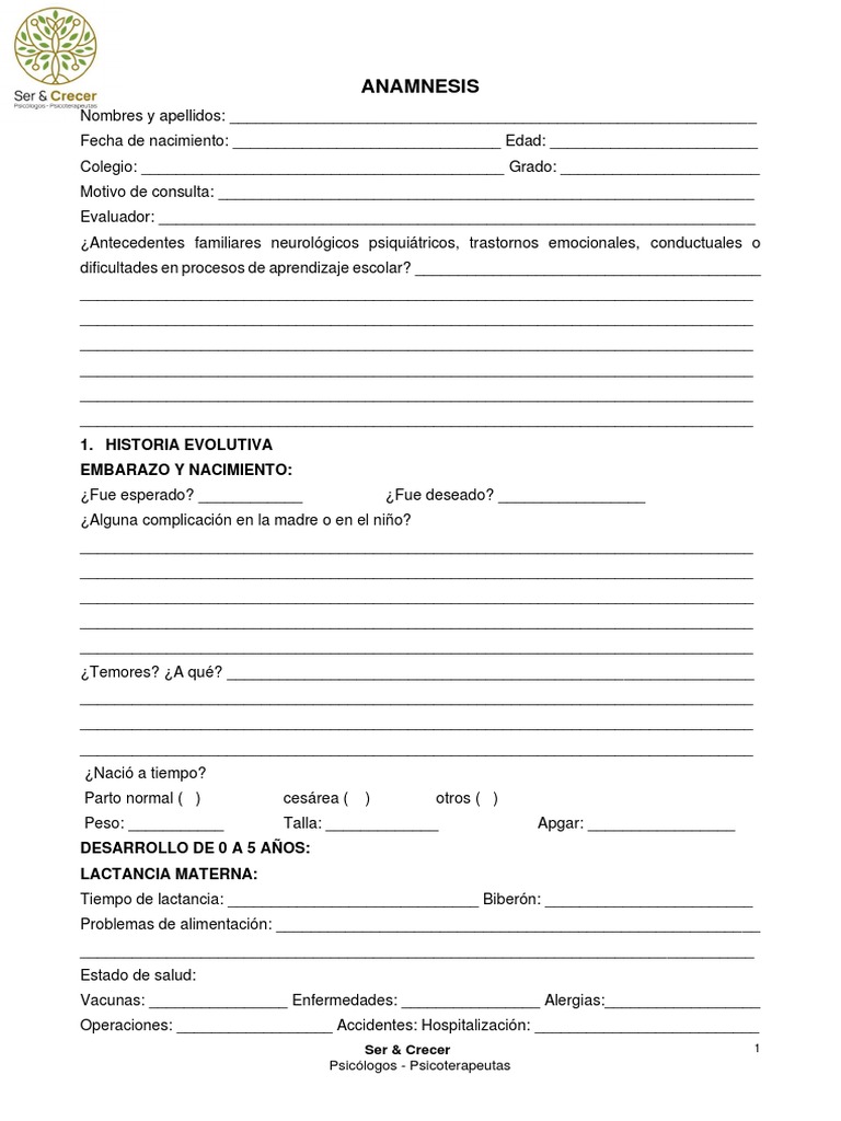 Anamnesis Niños | PDF