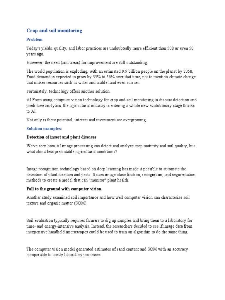 Crop and Soil Monitoring | PDF | Computer Vision | Agriculture