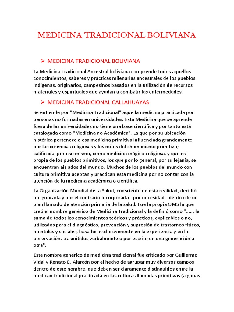 Medicina Tradicional Boliviana | PDF | Medicina | Medicina alternativa