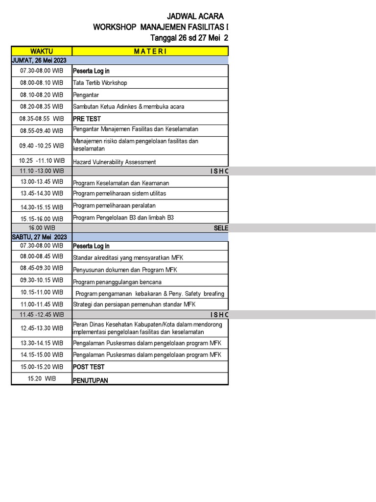 2023 Jadwal Ws MFK | PDF