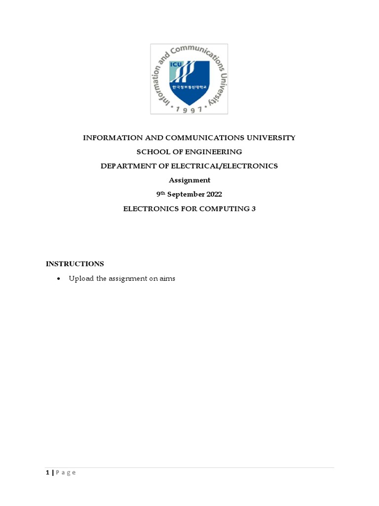 Electronics Computing Assignment | PDF | Digital To Analog Converter | Computer Engineering
