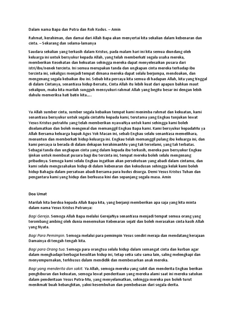 Ibadah Syukur Pembuatan Pusara | PDF