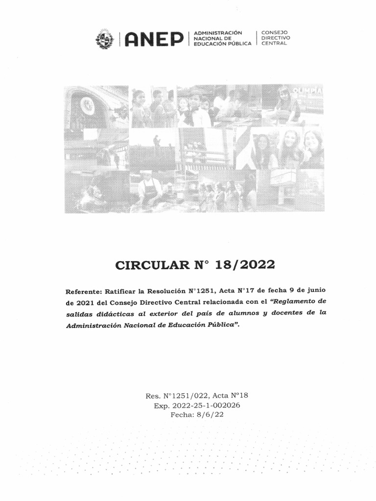 CIRCULAR 18-022 Salidas Didácticas Al Exterior | PDF