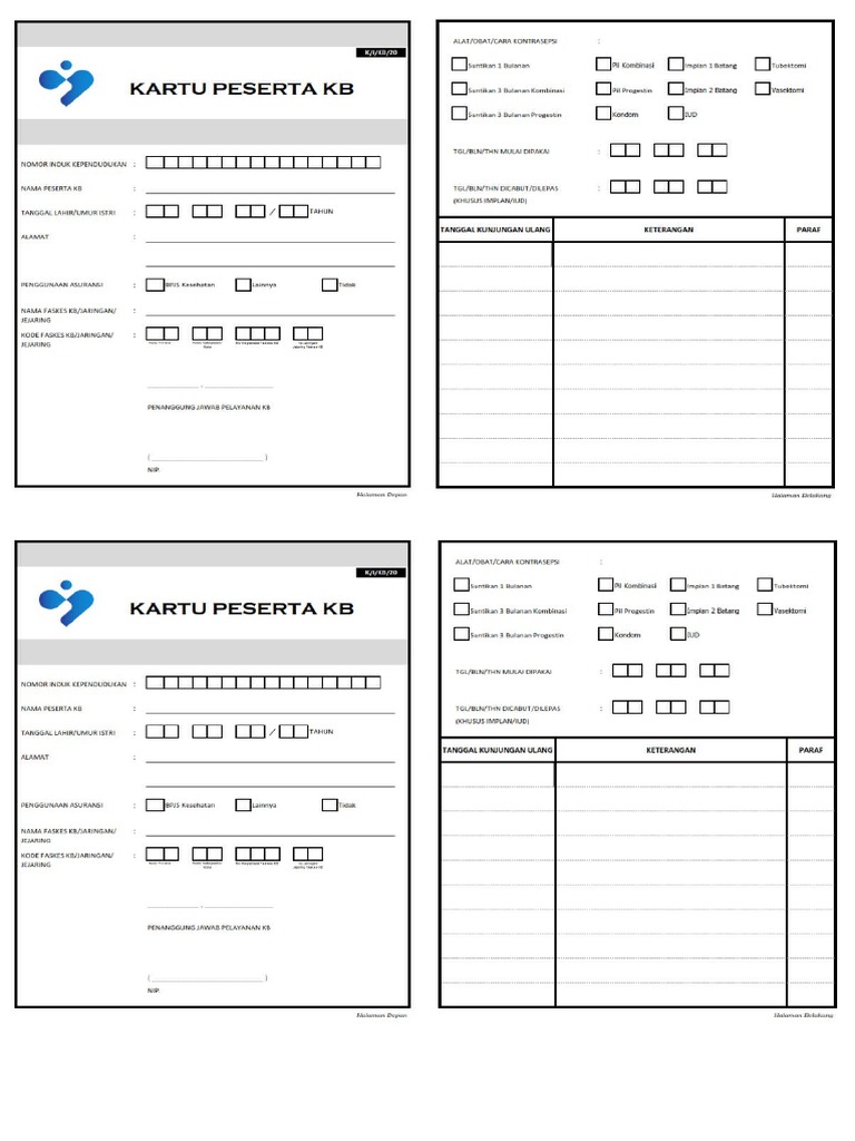contoh kartu kb | PDF