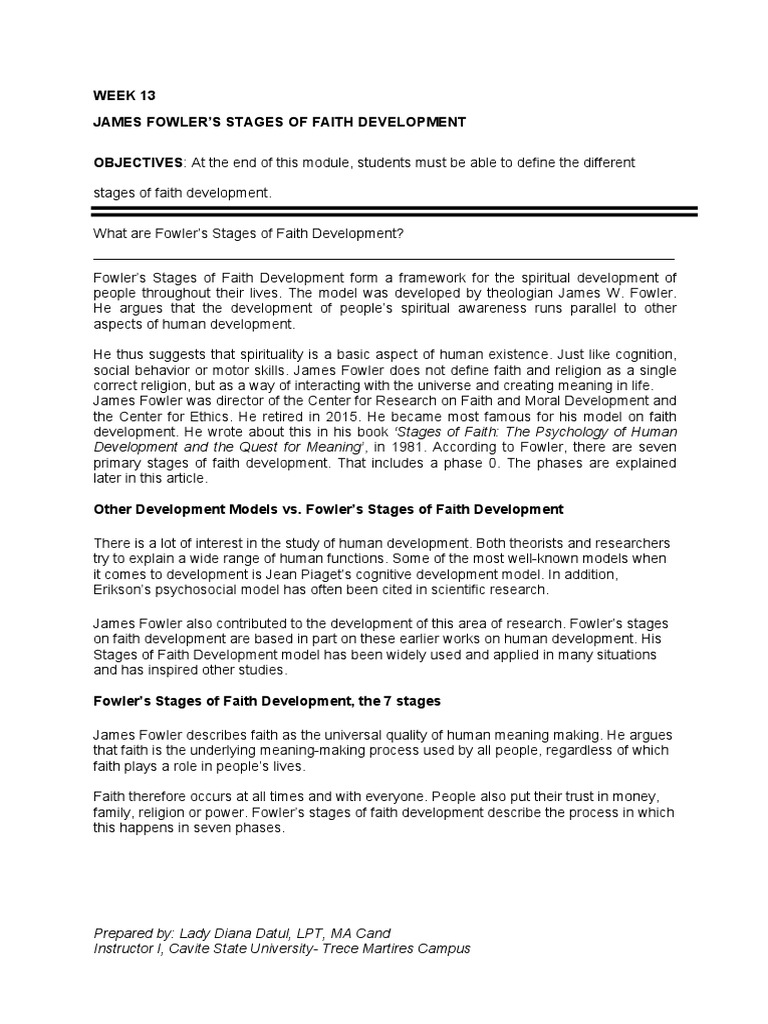 Bpsy 65 Week 13 James Fowler's Stages of Faith Developement | Download ...