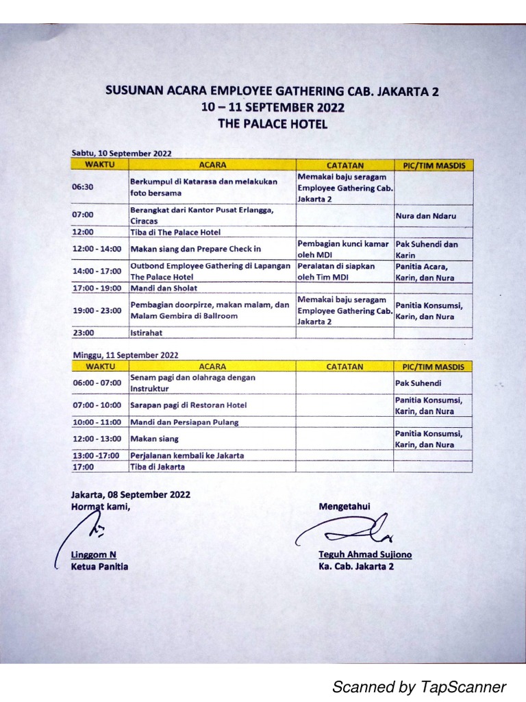 susunan acara employee Gathering | PDF
