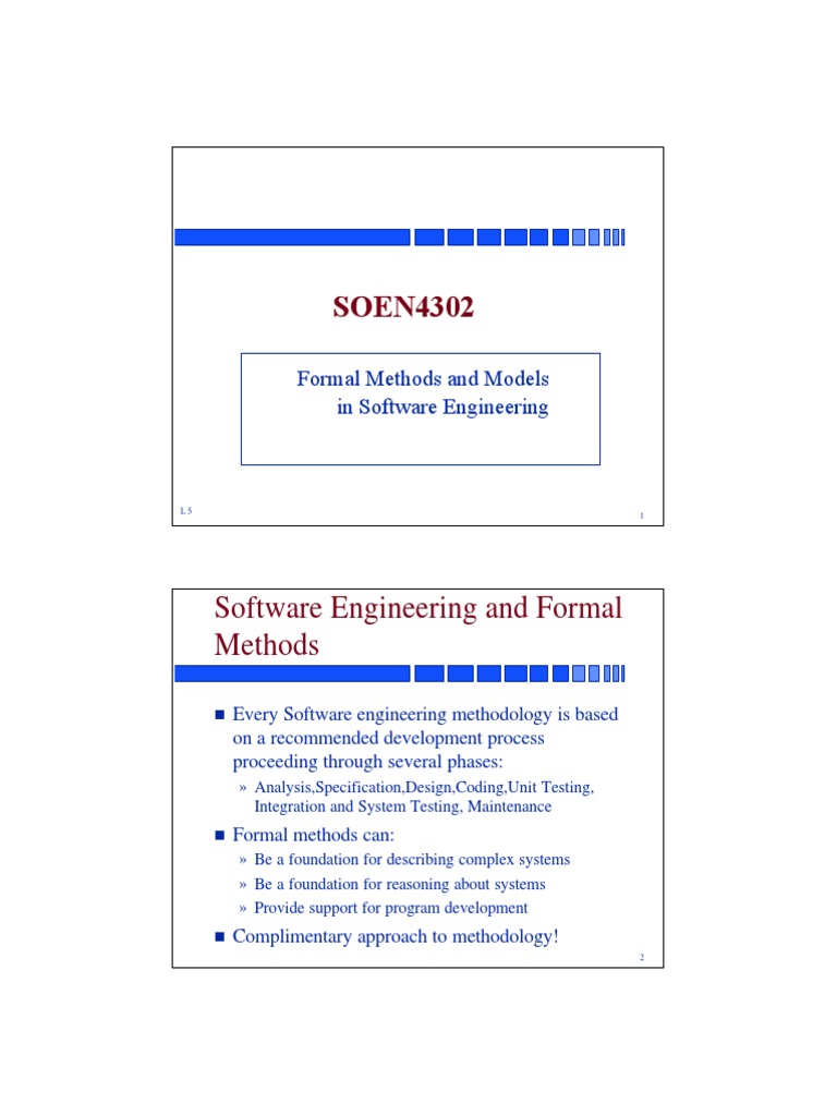 SOEN4302 Formal Methods and Models in Software Engineering | PDF | First Order Logic | Formal ...