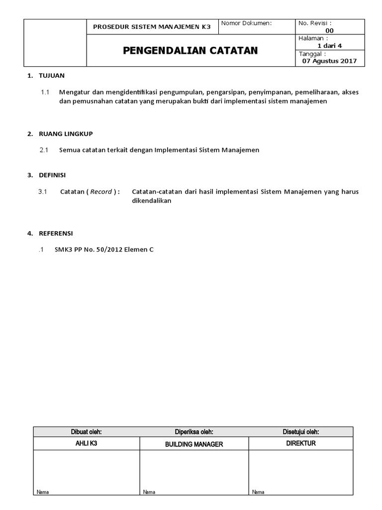 SOP-06 SOP Pengendalian Catatan | PDF