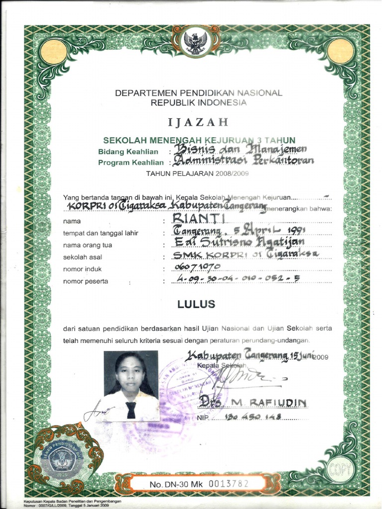 Ijazah SMK | PDF
