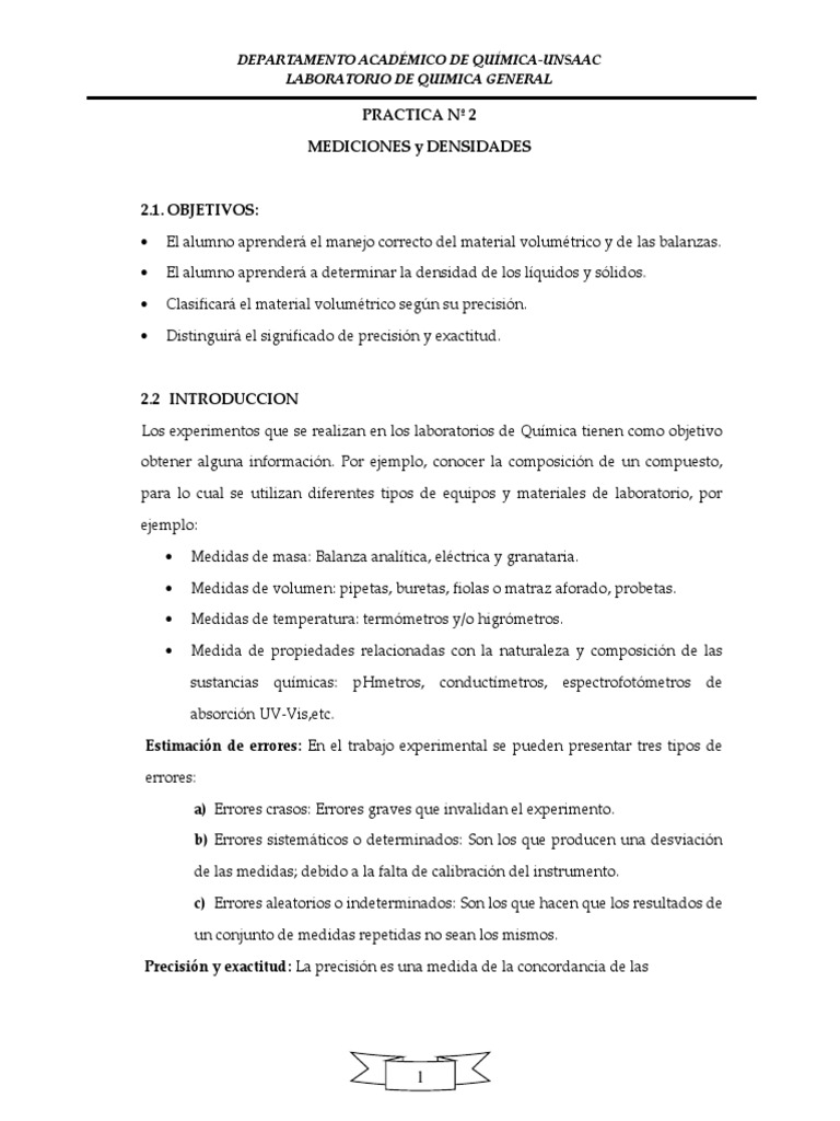 Lab Nro 02 Medidas y Densidades | PDF