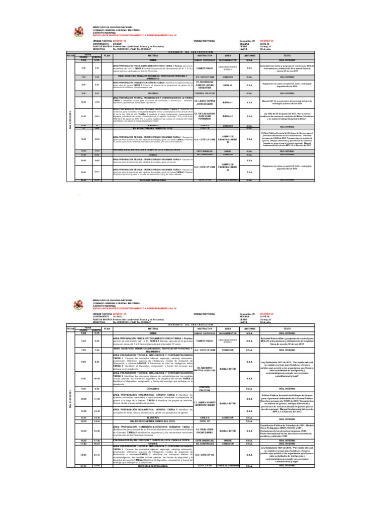 Horario Primera Fase 2c2023 Unebe 18 Segunda Semana | PDF