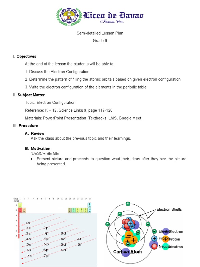Lesson Plan For Observation (G9) | PDF | Atomic Nucleus | Atoms