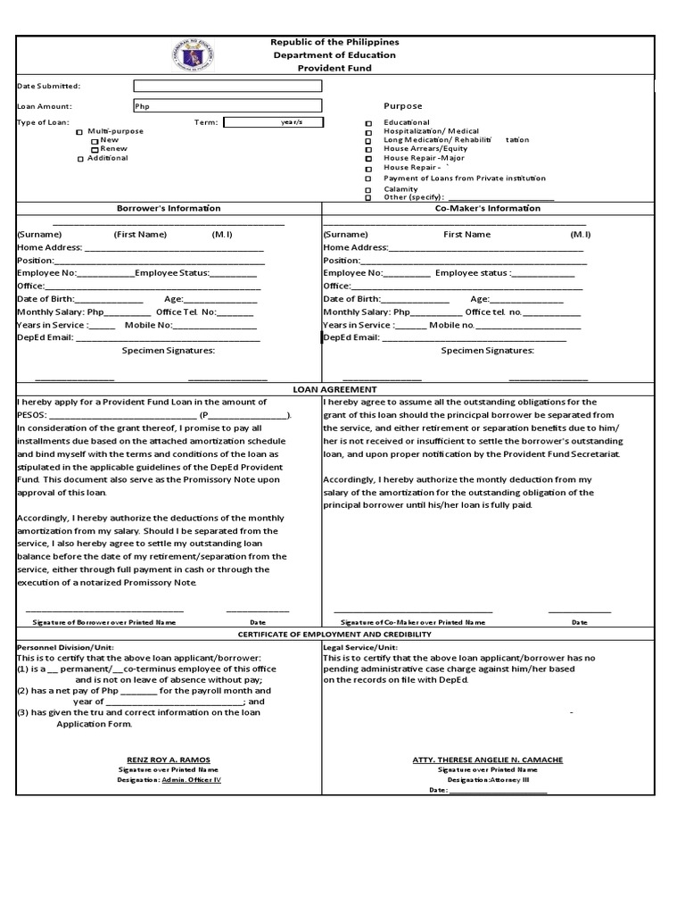 1.deped Provident Form 2023 | PDF | Loans | Paycheck