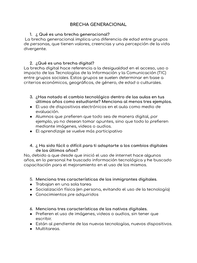 BRECHA GENERACIONAL | PDF | Enseñando | Aprendizaje