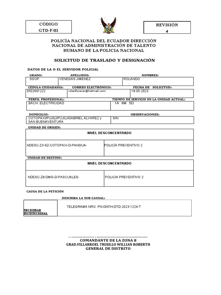 Formulario F-01 | PDF