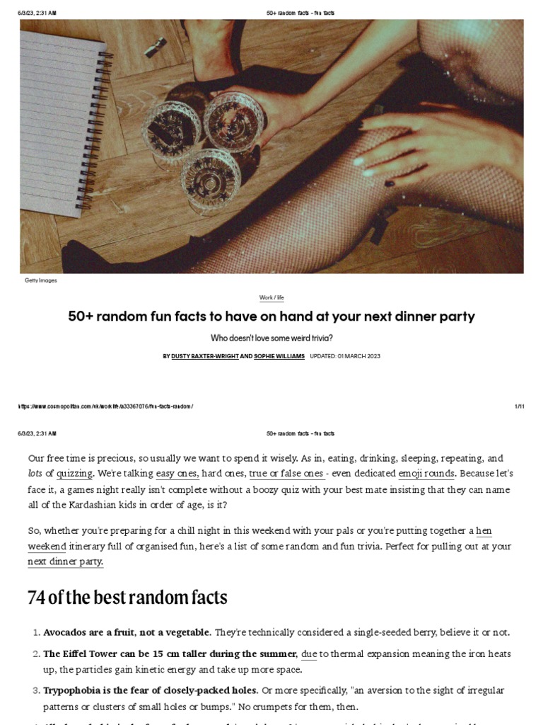 50+ Random Facts - Fun Facts | PDF | Travel