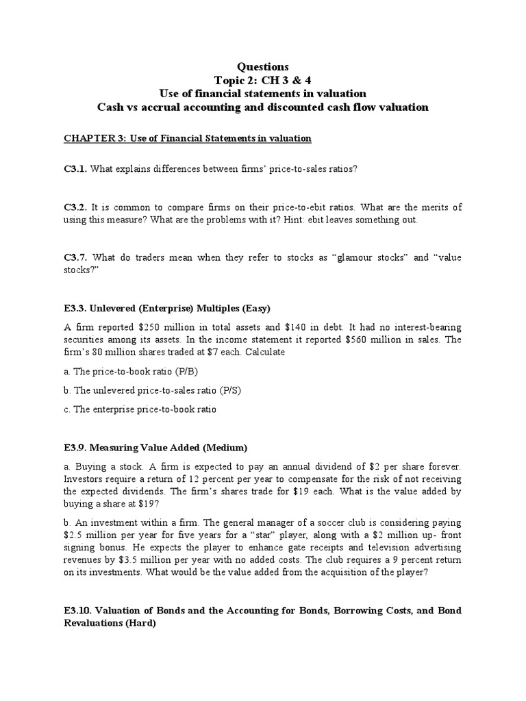 FIN924 Workshop Topic 2 Questions | PDF | Valuation (Finance) | Cost Of ...