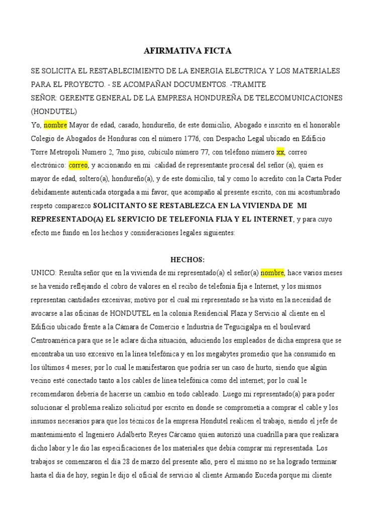Afirmativa Ficta Hondutel | PDF | Honduras | Internet