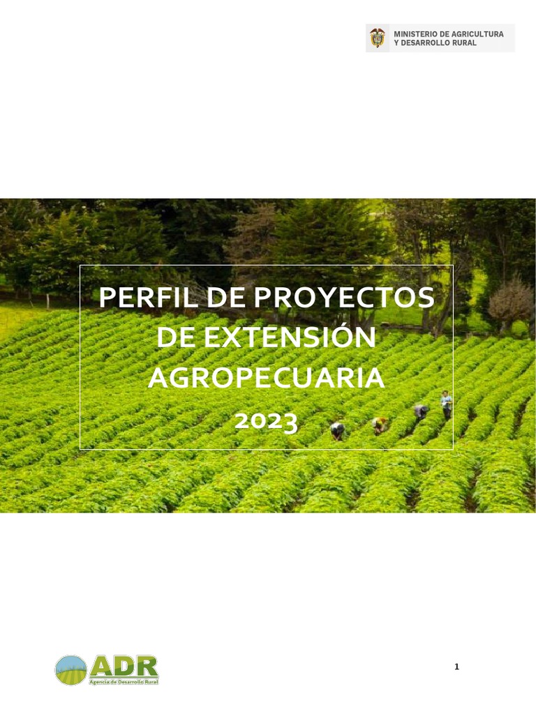 Perfil de Proyectos de Extension Agropecuaria - Agencia de Desarrollo Rural - 2023 | PDF ...