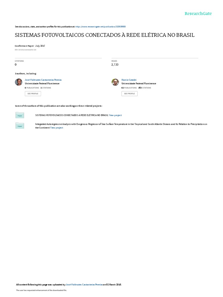 Sistemas Fotovoltaicos Conectados A Rede Eletrica | PDF | Fotovoltaica ...