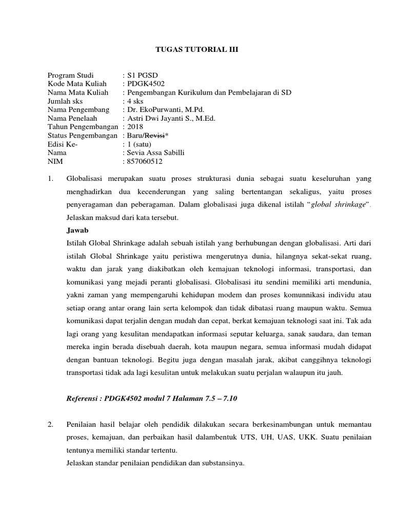 Tugas Tutorial III | PDF | Karier & Perkembangan | Seni