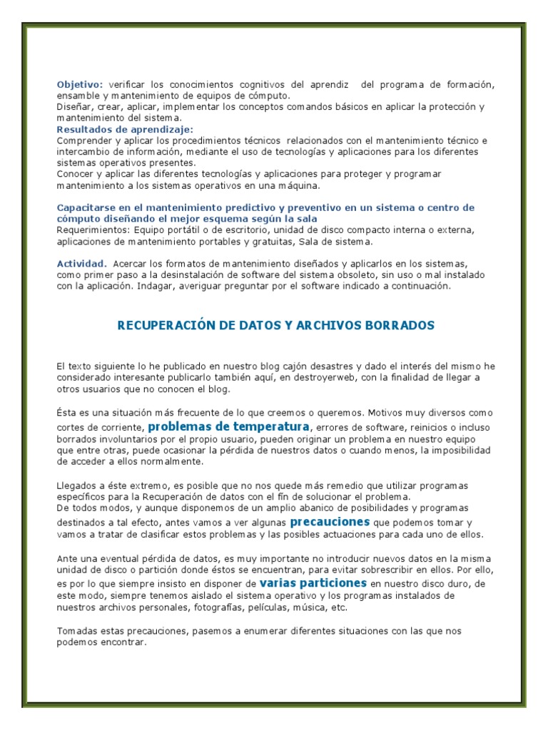 APRENDE Recuperar Archivos Con PC Inspector File Recovery | PDF | Sistema operativo | Archivo de ...