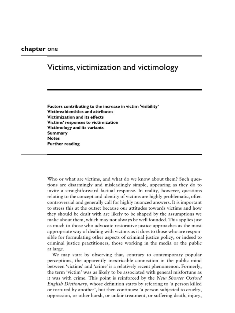Victims, Victimization and Victimology | Victimology | Victimisation