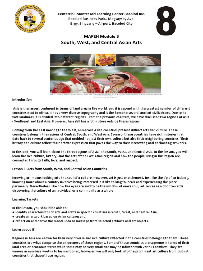 Lesson 3 MAPEH 8 3RD QUARTER ART | PDF | Western Asia | Kyrgyzstan