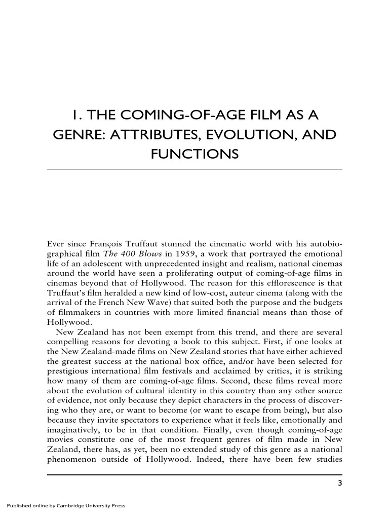 Comingofage Film As A Genre Attributes Evolution and Functions | PDF ...