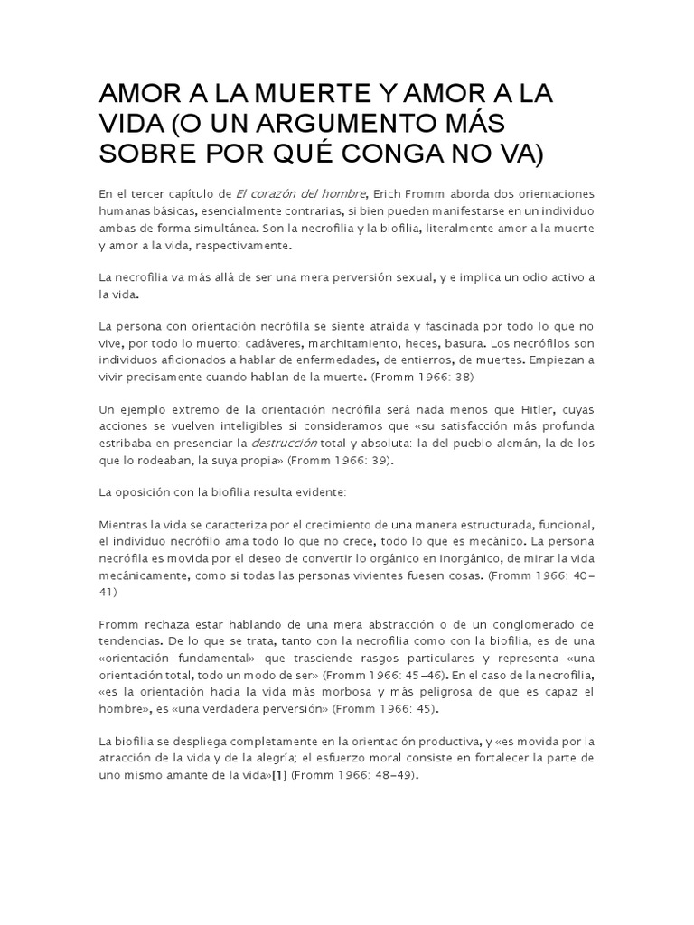 AMOR A LA MUERTE Y AMOR A LA VIDA-Erich Fromm | PDF