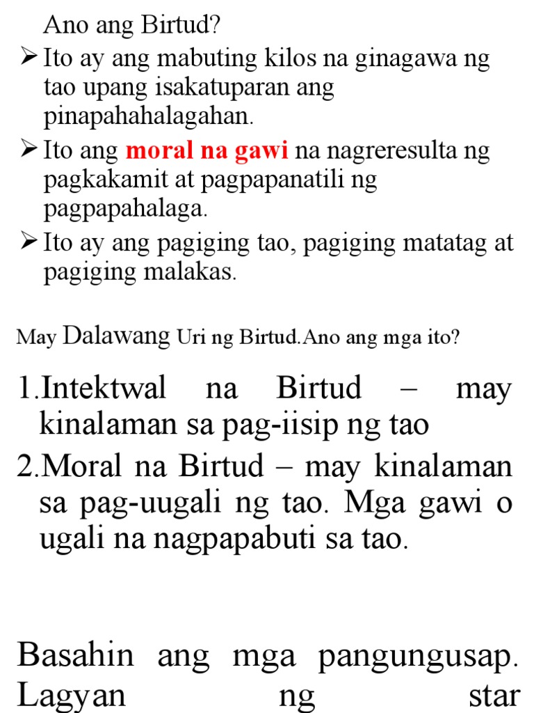 Kaugnayan NG Birtud at Pagpapahalaga Day 2 | PDF