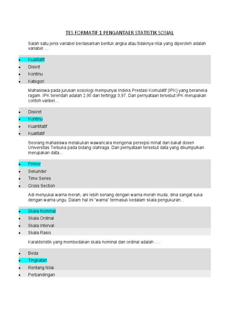 Tes Formatif 1 | PDF