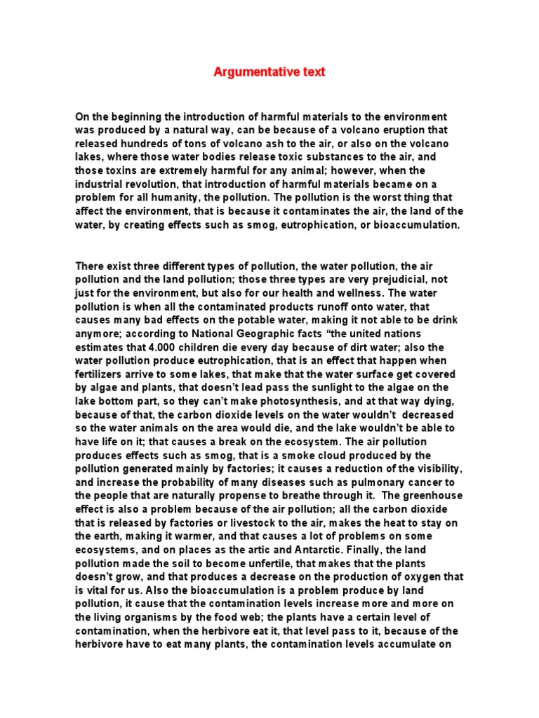 Argumentative Text Ss | PDF | Pollution | Air Pollution