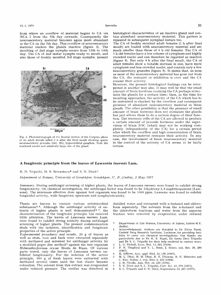 A Fungitoxic Principle From the Leaves of Lawsonia Inermis Lam. | PDF ...