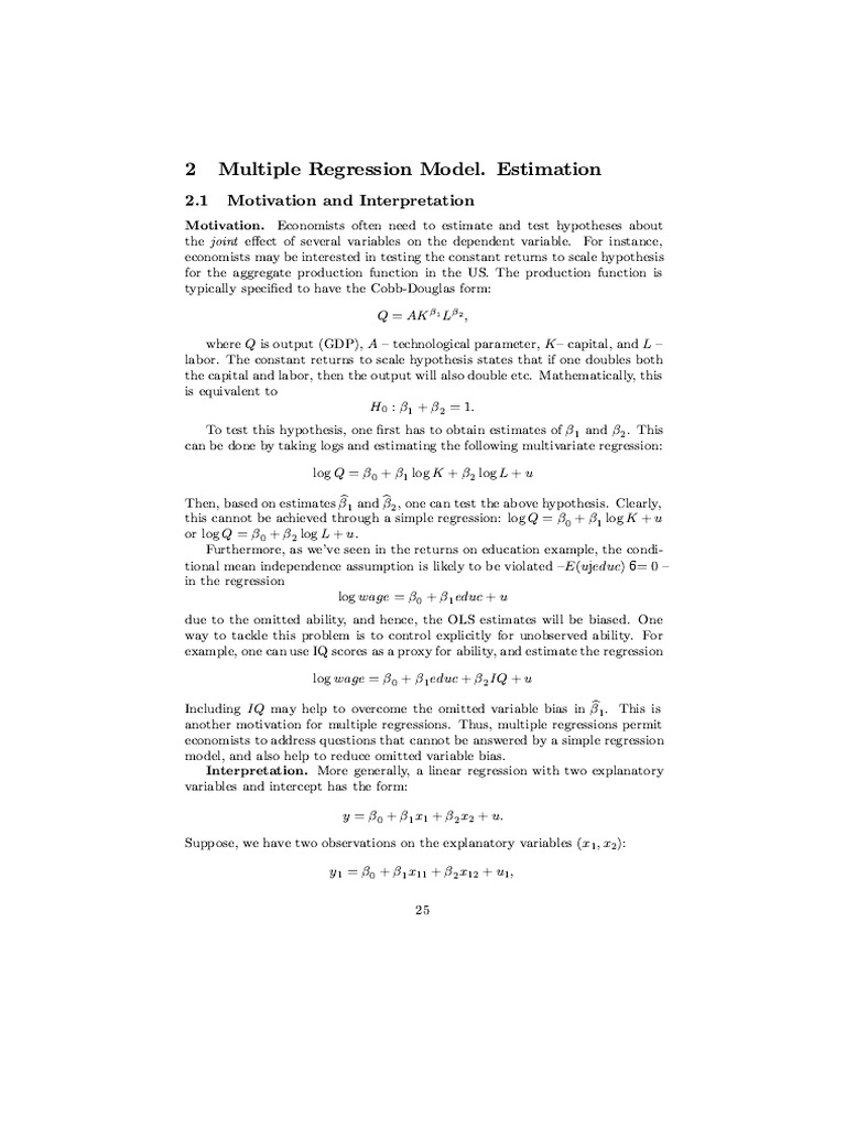 Mutiple Regresson Model | PDF | Regression Analysis | Linear Regression Mutiple Regresson Model | PDF | Regression Analysis | Linear Regression