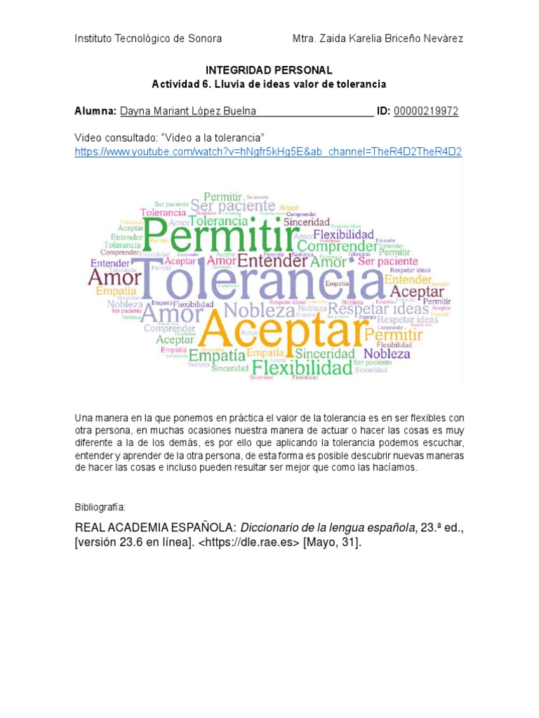 Act. 6 Lluvia Ideas Tolerancia | PDF