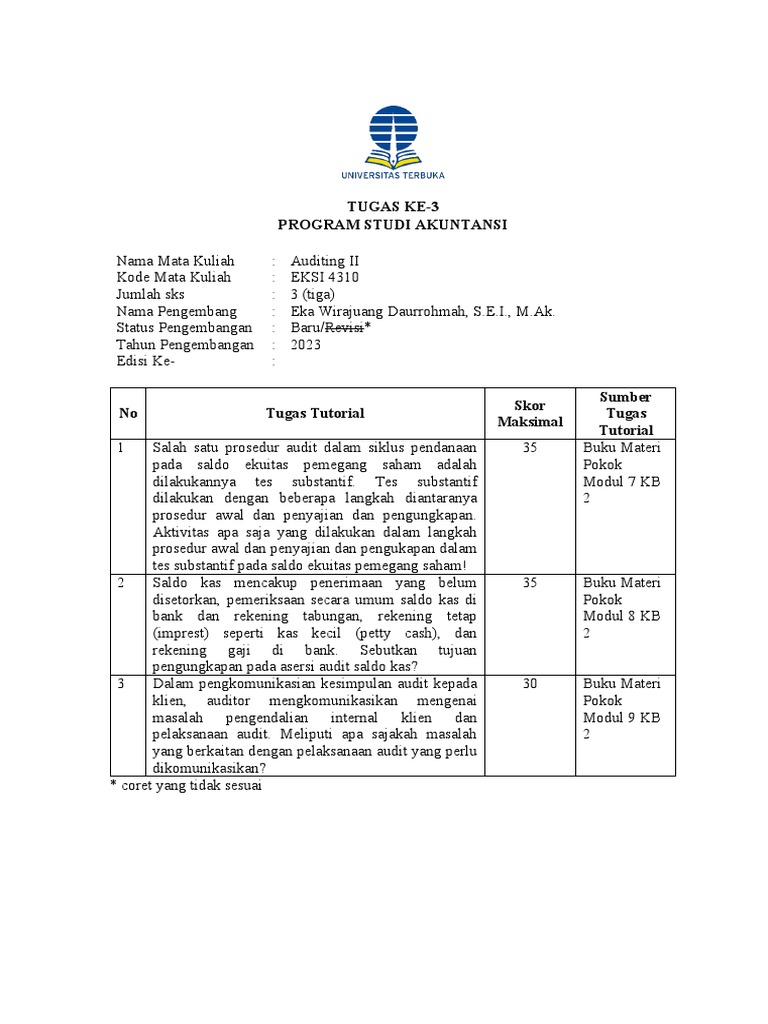 Tugas 3 Auditing II | PDF