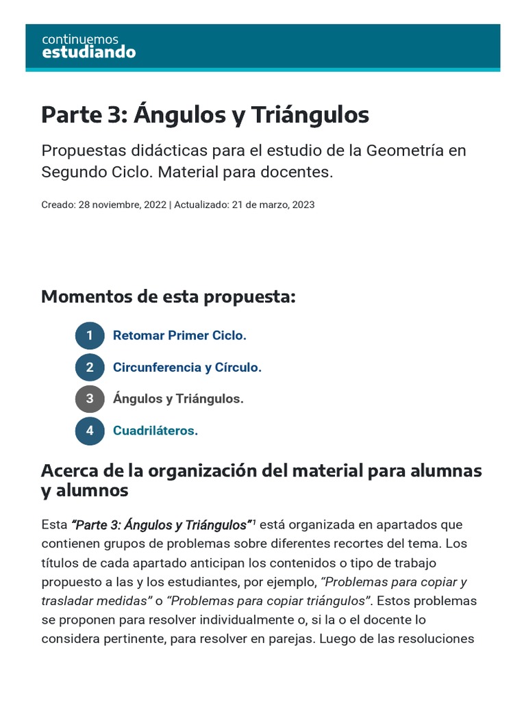 Parte 3 - Angulos y Triangulos - Continuemos Estudiando 2 | PDF
