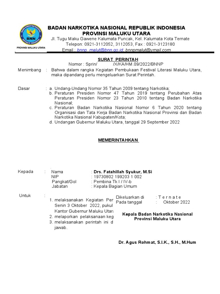 Badan Narkotika Nasional Republik Indonesia | PDF