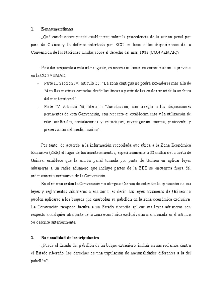 Disputas Marítimas y CONVEMAR | PDF | Zona económica exclusiva ...