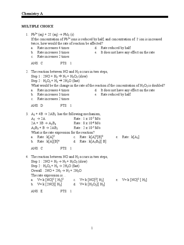 Latihan Soal Rate of Reaction | PDF
