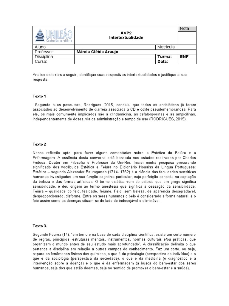 Atividade de Intertextualidade | PDF | Estética | Saúde mental