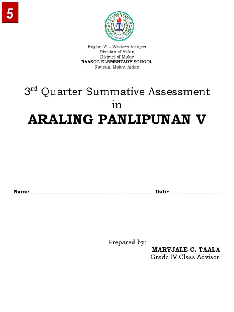 Araling Panlipunan V: 3 Quarter Summative Assessment in | PDF
