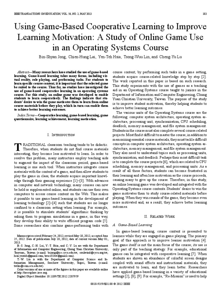Using Game-Based Cooperative Learning To Improve | PDF | Learning | Educational Technology