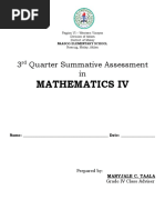 Summative Math 4 TH Quarter 2nd | PDF | Area | Volume