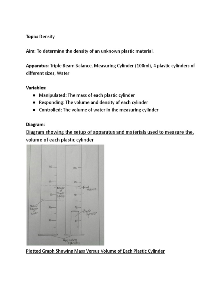 Physics Experiment 1 - Density | PDF | Volume | Density